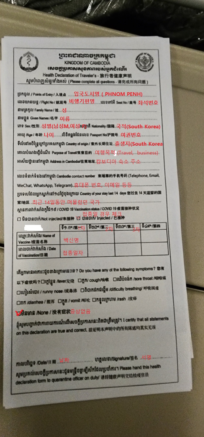 캄보디아 입국서류 프놈펜 캄폿 여행 도착비자 작성방법 네이버 블로그