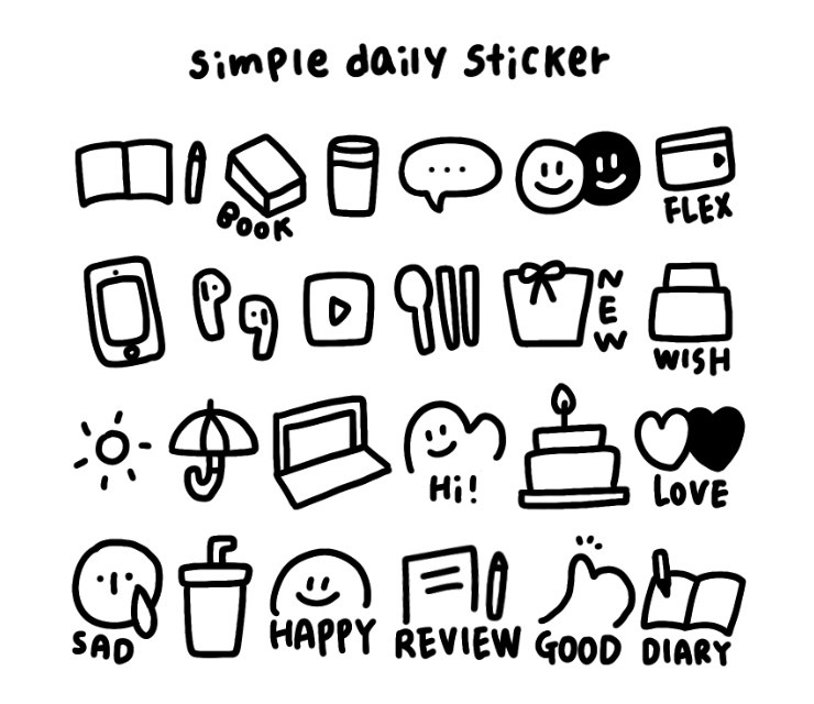 [굿노트 스티커 무료 공유/다운] 일상 아이콘 스티커 2 : 네이버 블로그