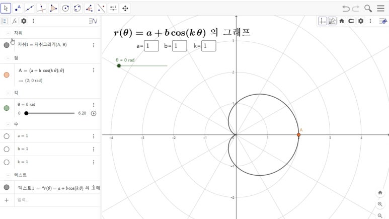 지오지브라GeoGebra) 극방정식 그래프 그리는 방법 「입력상자 도구+자취그리기 Locus」 : 네이버 블로그
