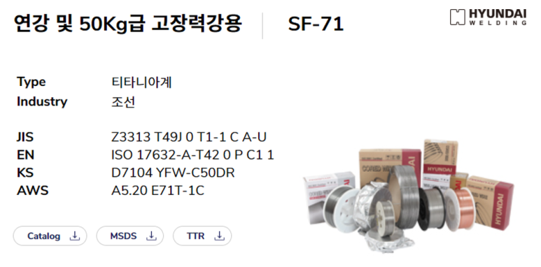 현대 SF-71 플럭스 코어드 와이어 용접봉 MSDS : 네이버 블로그