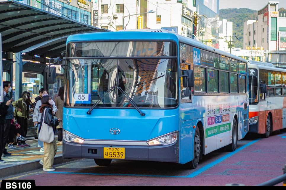[부산/일반] 태영버스 58-2번 5539호 대우 NEW BS106 디젤"17 55번 임시차량 : 네이버 블로그