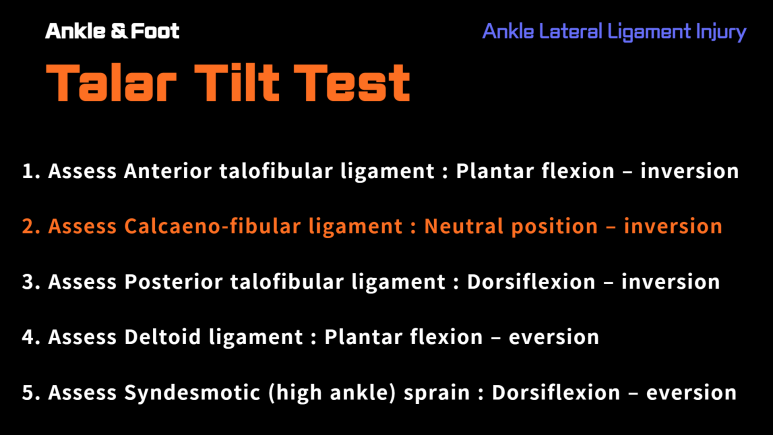 Talar Tilt Test / ankle special test/ 발목 불안정성 검사, 발목 이학적 검사 / CFL,ATFL ...