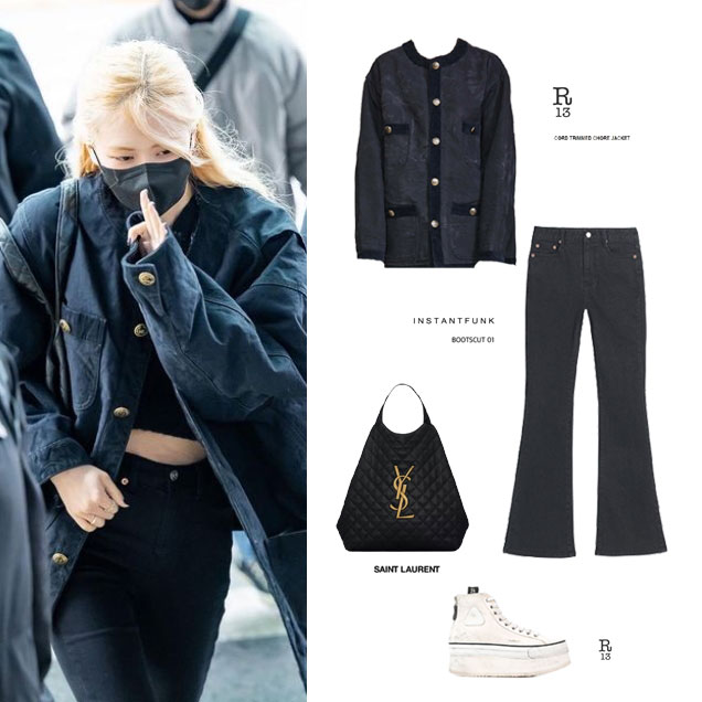 로제 공항 패션 옷 R13 점퍼 자켓 부츠컷 데님 팬츠 생로랑 이카르 쇼핑백 가방 플랫폼 스니커즈 의상 스타일 네이버 블로그