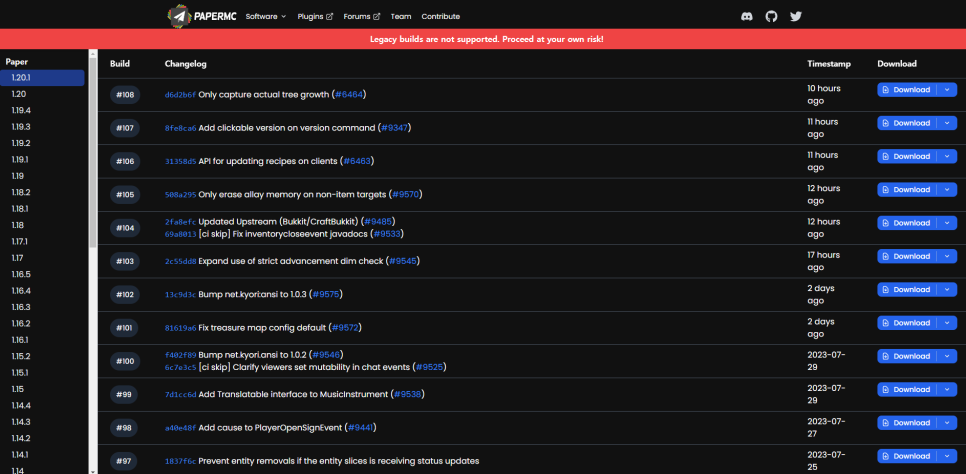 마인크래프트 1.20.1 버킷 다운로드 ( PaperMC ) : 네이버 블로그