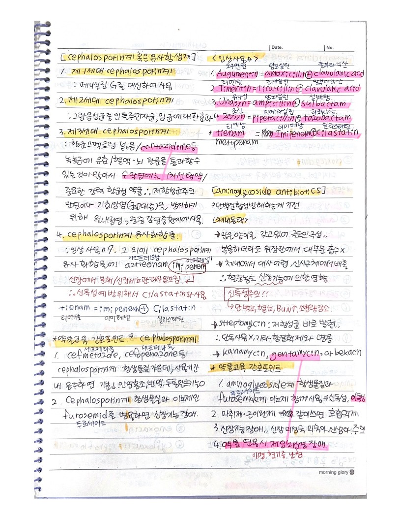 간호학과 약리학 중간고사 대비 요약정리 노트 Pdf 이미지 간호사 약물 공부 네이버 블로그