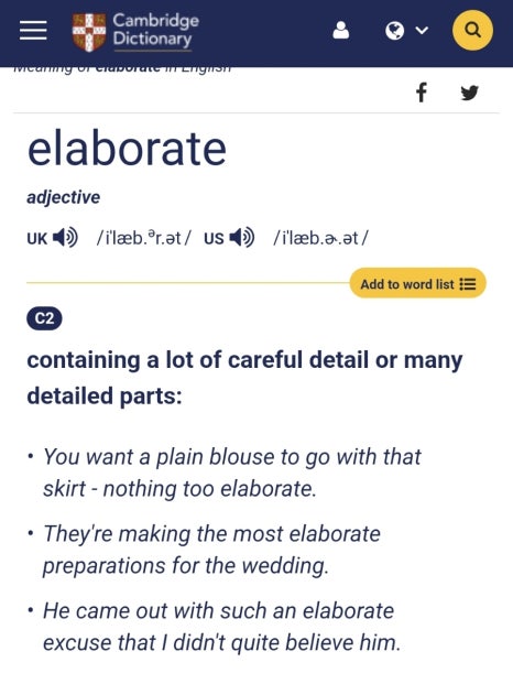 [영어공부] 회화에 자주쓰이는 단어 elaborate / 뜻, 비슷한 표현, 예문 : 네이버 블로그