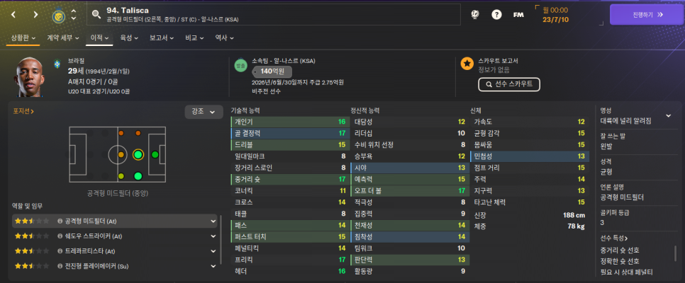 FM2024 주전 선수 추천 리스트 - 공격수, 공미 중앙(ST, AMC) 유망주보다 당장 쓸 선수를 찾아보세요! : 네이버 블로그