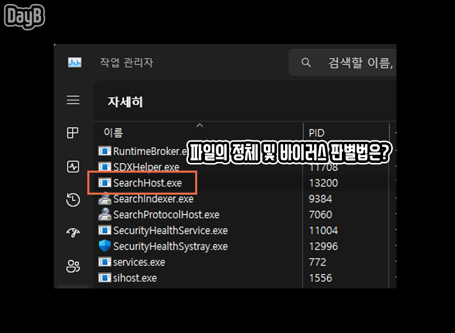 윈도우11 10의 SearchHost.exe 파일 정의 및 바이러스 판별 방법 : 네이버 블로그