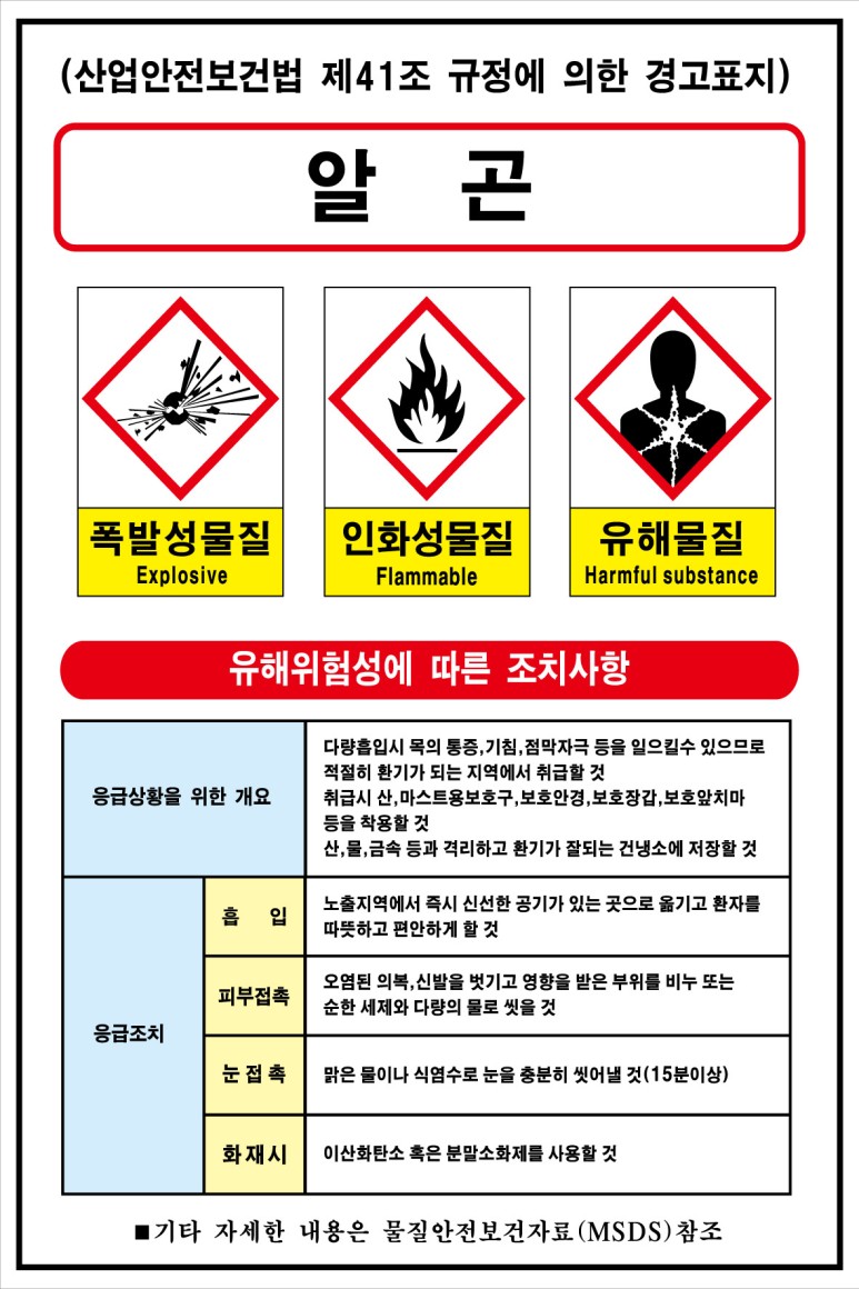 알곤 MSDS 경고표지 : 네이버 블로그