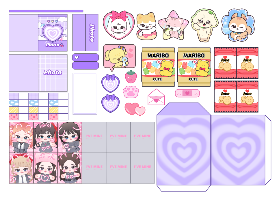 (paper diy)🧁미니어쳐 포카 포장세트 만들기🧁/무료도안/무료배포 : 네이버 블로그