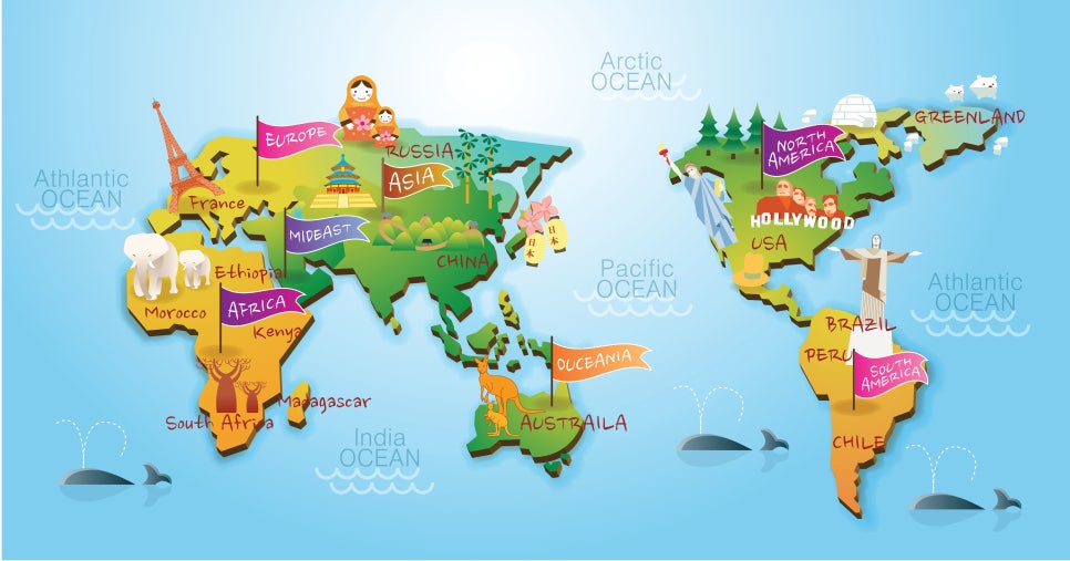 세계지도 보기 5대양 6대주(7대륙) 영어표기 : 네이버 블로그