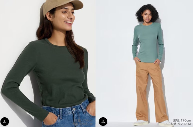 유니클로 UNIQLO 소프트립, 스트라이프 크루넥 T 롱슬리브 사이즈 비교 기본 긴팔티 위시리스트 : 네이버 블로그