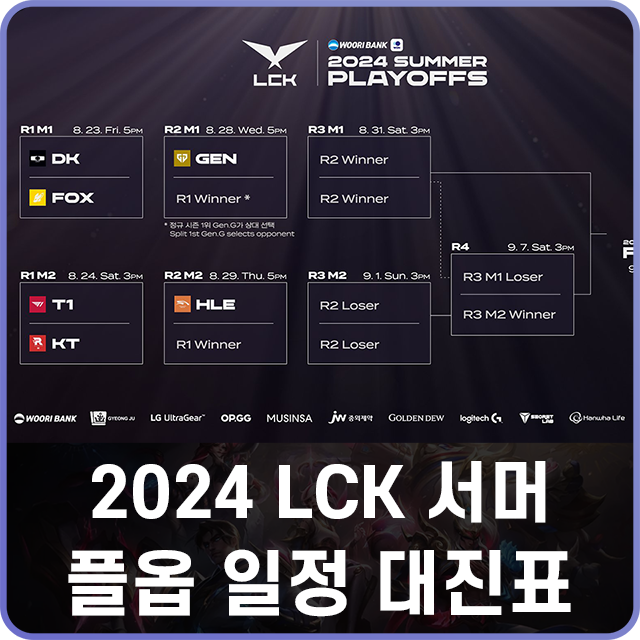 롤 2024 LCK 롤챔스 서머 플레이오프 일정 및 대진표 : 네이버 블로그