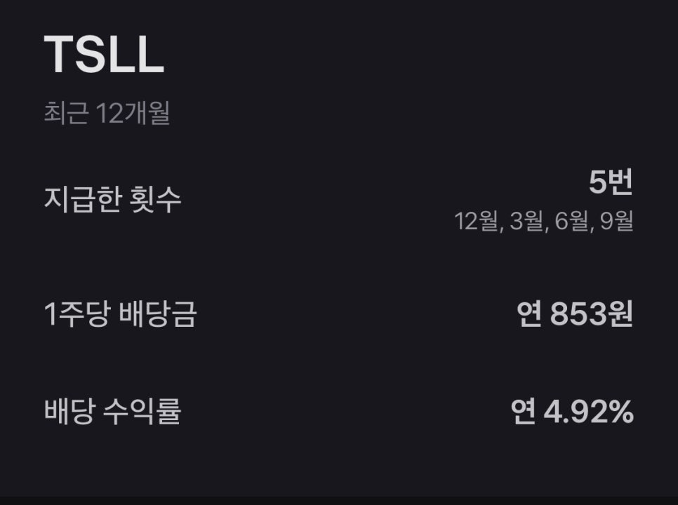 테슬라 2배 ETF TSLL 3분기 배당금 배당일정 배당기준일 배당권리락 : 네이버 블로그