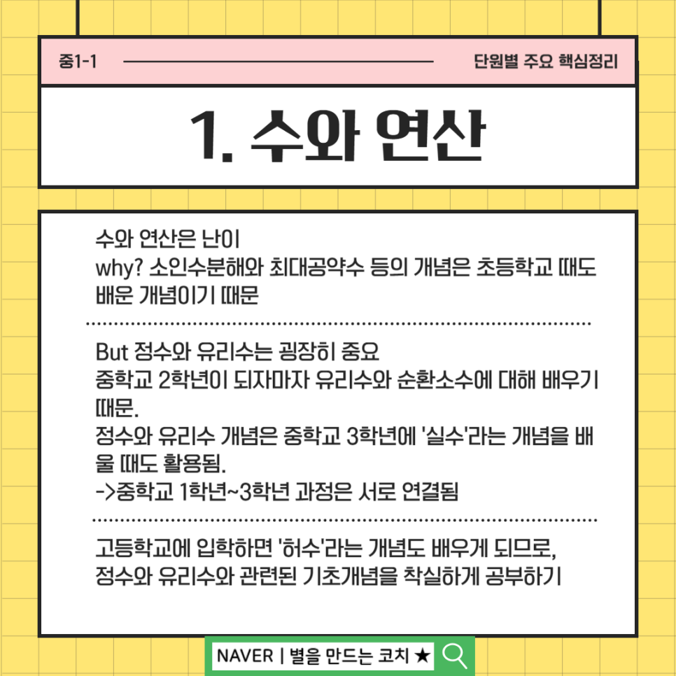 2024 중학교 1학년 수학 목차 알아보기 중1수학 핵심 총정리 네이버 블로그