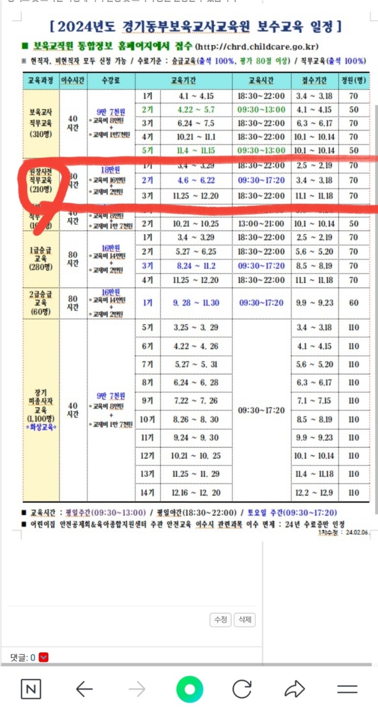 어린이집 원장 사전직무교육 원장사전직무교육 기간 및 비용 네이버 블로그