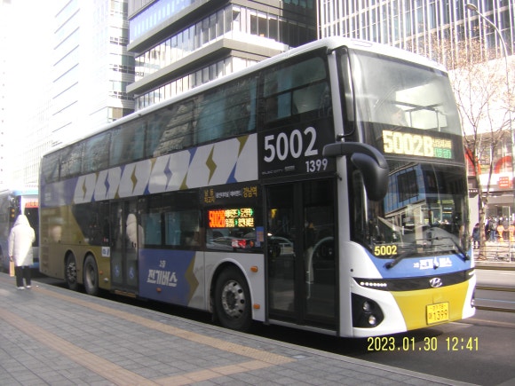 경남여객 5002B번 현대 일렉시티 더블데커 2층전기버스 EV 22(1399) : 네이버 블로그