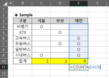 엑셀 COUNTA 함수_비어있지 않은 셀의 개수 구하기 : 네이버 블로그