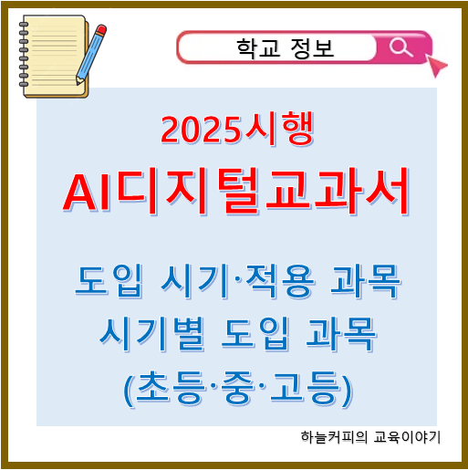【ai디지털교과서】 2025년 인공지능 디지털교과서aidt 도입 도입 시기 및 도입 과목 초등학교 중학교 고등학교 디지털