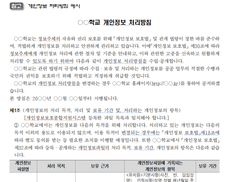 정보부 업무 ★개인정보 수집 및 활용 동의서예시★★ 학기초 업무 네이버 블로그