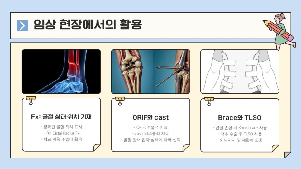 정형외과 의학용어 Fx, ORIF, cast, Brace, ROM, TKR, THR, ACL, TLSO, OPD의 간단설명 ...