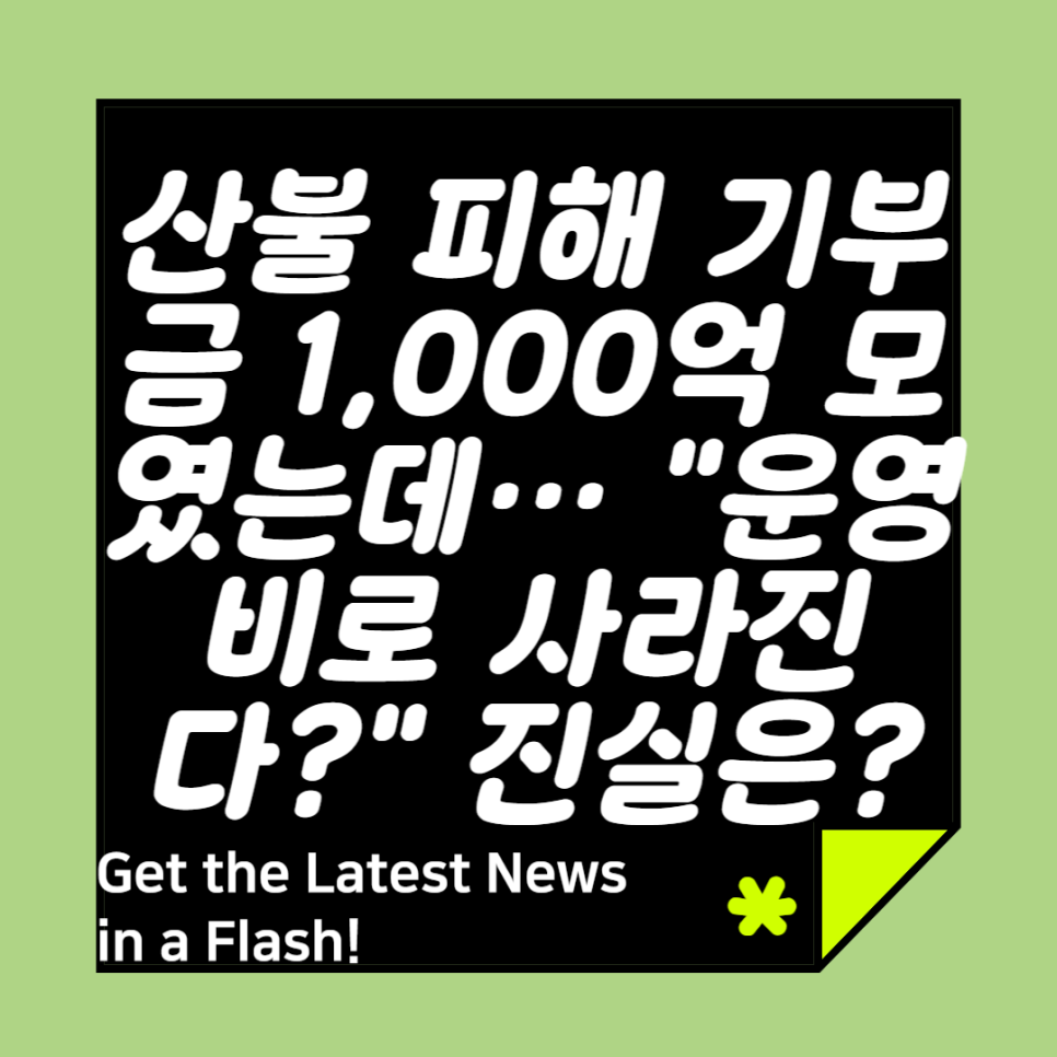 산불 피해 기부금 1000억 모였는데 운영비로 사라진다” 진실은산불피해 기부금논란 운영비진실 이재민지원 팩트