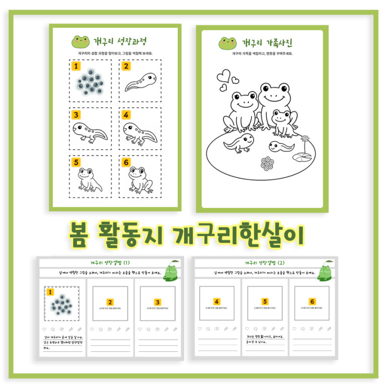 봄활동지 개구리의 성장과정 도안 개구리 한살이🐸 네이버 블로그