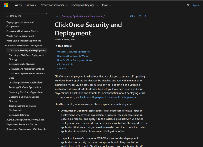 Windows 애플리케이션 배포 기술: 웹 페이지에서 한 번의 클릭으로 프로그램을 설치하고 자동 업데이트하는 ClickOnce : 네이버 블로그