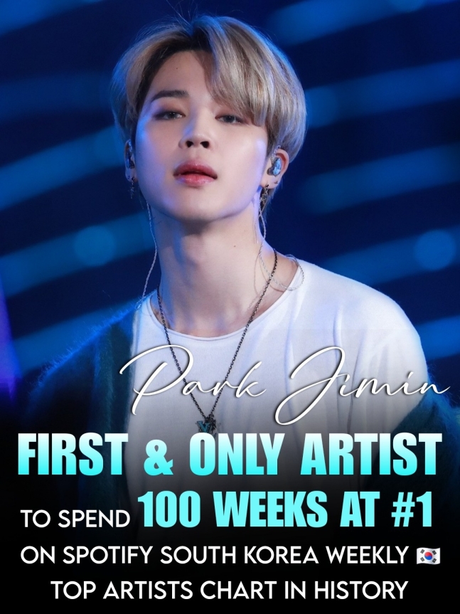 [BTS Jimin News] 방탄소년단 지민, 스포티파이 韓 위클리 아티스트 차트 100주 1위..유일무이 '大기록' : 네이버 블로그