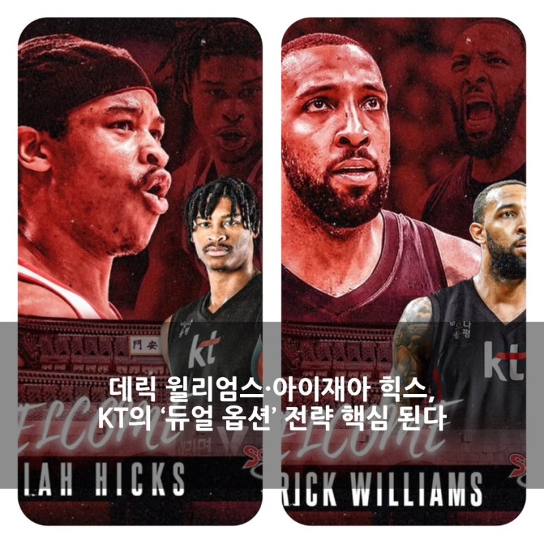[KBL 2025 시즌 미리보기] KT 농구단, ‘1.5+1.5 전략’으로 외국인 선수 용병 운용 새판 짠다 데릭 윌리엄스 아이재아 힉스 : 네이버 블로그