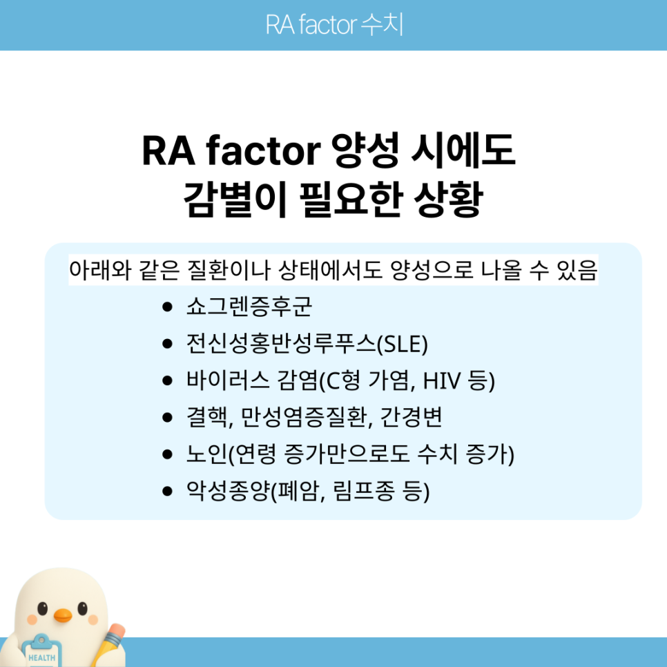 RA factor 수치 류마티스 관절염 인자 양성 음성 의미 : 네이버 블로그