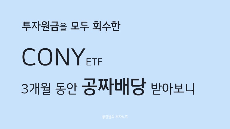 공짜 배당금 CONY, 3개월동안 공짜 배당금 받아보니 : 네이버 블로그
