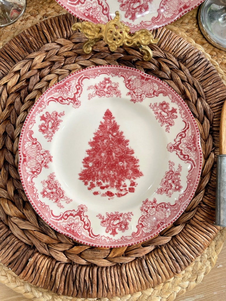 영국 레드 크리스마스트리 Johnson Brothers “Old Britain Castles Christmas Tree” 샐러드 ...