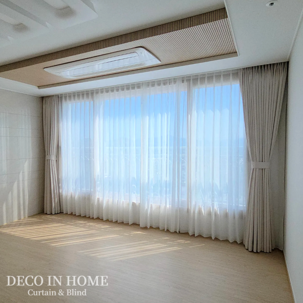 함안 휴니온 클래식 32평C 연베이지 커튼으로 완성한 따뜻한 무드 데코인홈 커튼 블라인드 시공 후기! : 네이버 블로그