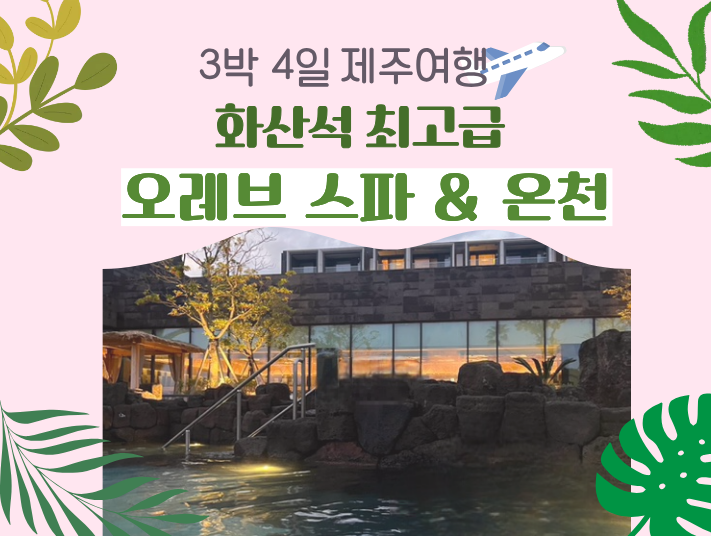 3박4일 제주여행 패키지 화산석 최고급 오레브 스파&온천 239,000원부터 제주패키지여행 : 네이버 블로그