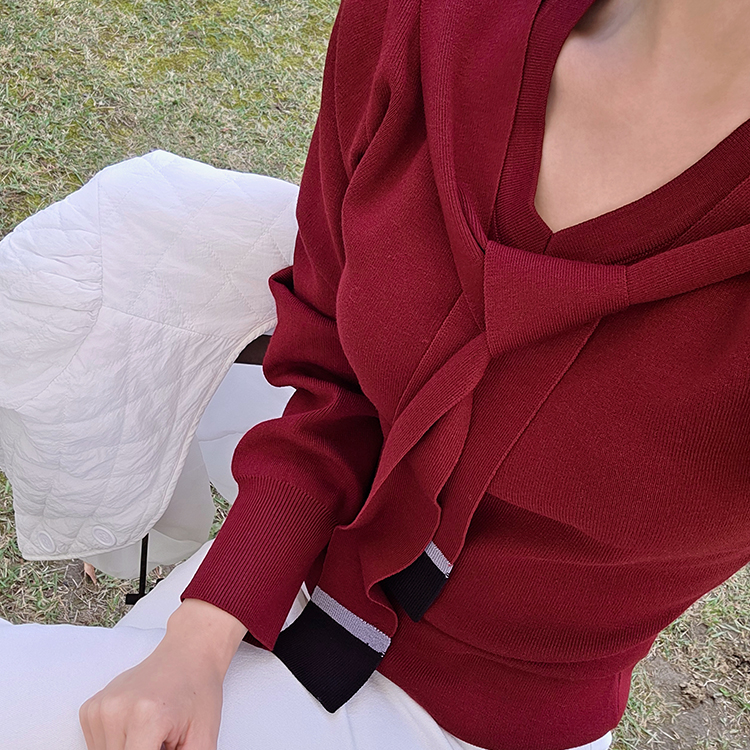 여성 니트 추천, 미케네 라니 브이넥 타이 니트 / MICANE Lani V-Neck Tie Knit : 네이버 블로그