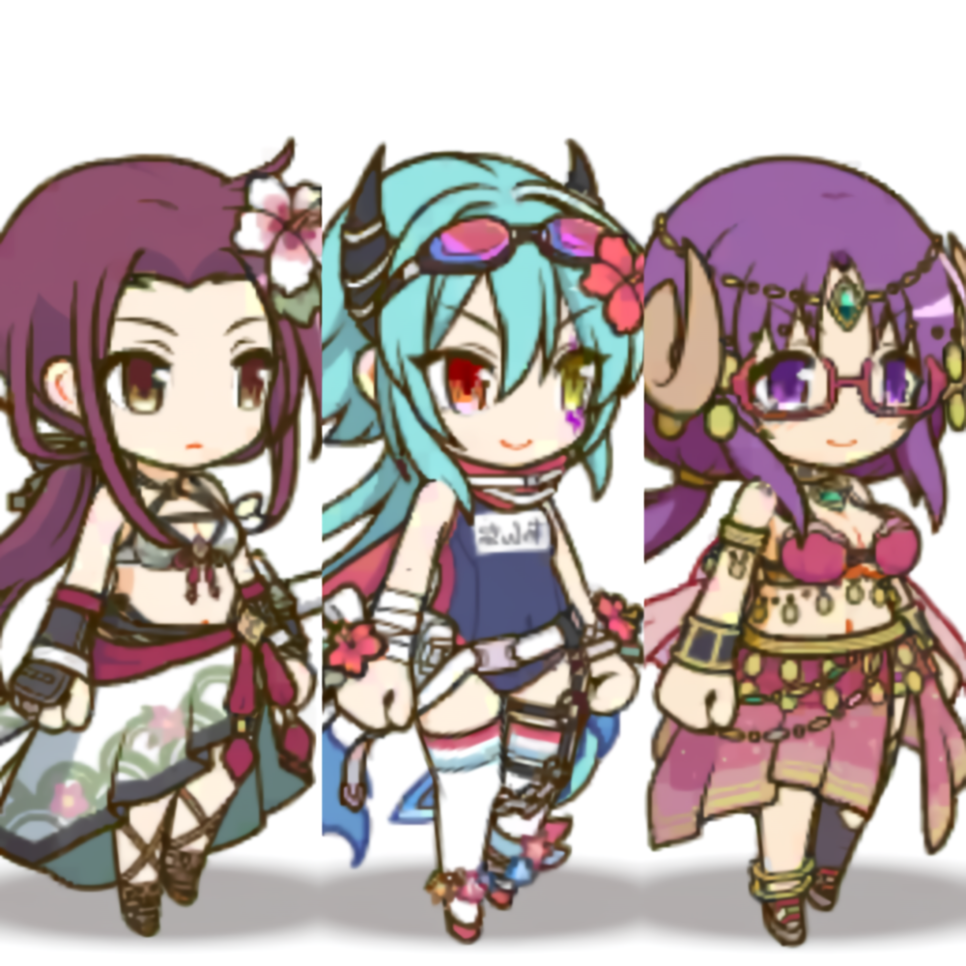 프리코네 R - 캐릭터의 길드 하우스 대사 모음 44: 여름 트와일라이트 캐러밴 = 수영복 루카, 안나, 나나카 (수루카 ...