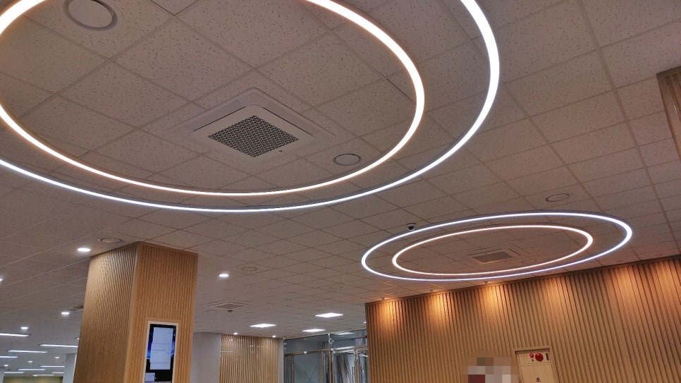 시립도서관 입구 포인트 조명 - T-BAR, 텍스천정, 이중원형조명 : 네이버 블로그