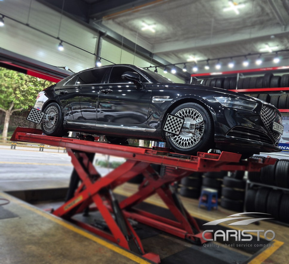 제네시스 G80 19인치 타이어 교체 및 휠얼라인먼트 완료 , 사일룬 인스파이어 타이어 245 45 19 / 275 40 19 ...