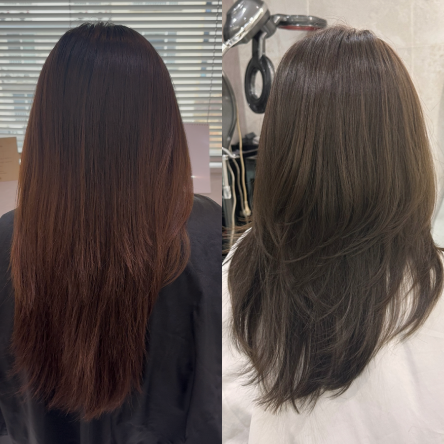 제주미용실 라웰드헤어노형점 여리실장 매트브라운 붉은끼없는 브라운 탈색없이브라운염색 레이어드컷 긴머리스타일 여자머리스타일 제주 ...