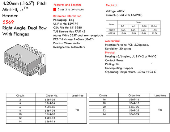 MOLEX 5566,5559,5569,5557 Series : 네이버 블로그