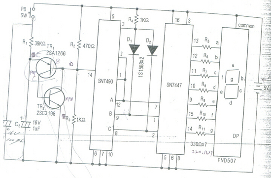 전자주사위 회로도(IC7490, IC7447, FND507 사용) : 네이버 블로그